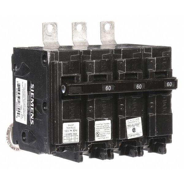 SIEMENS 60A, 3 pole Miniature Circuit Breaker, BL, 120/240V AC, - B360H00S01