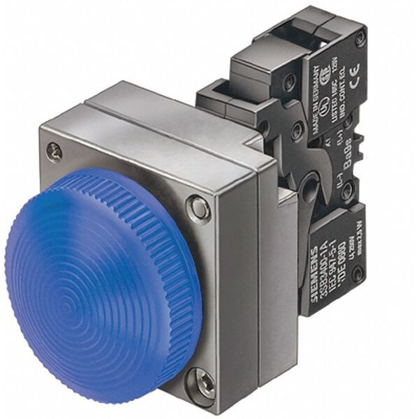 Siemens Pilot Lt Complete, LED, 120V, 22mm, Metal, BL 3SB36486BA50 | Zoro
