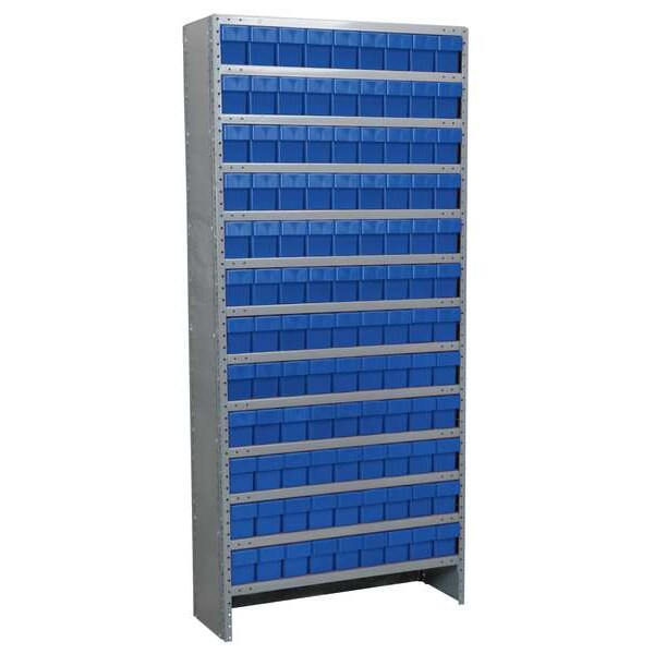 Akro-Mils Steel Enclosed Bin Shelving, 36 in W x 79 in H x 12 in D, 13 ...
