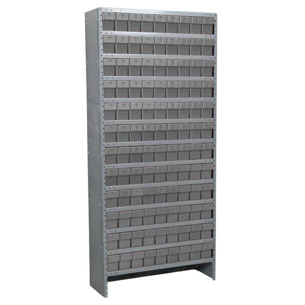 Akro-Mils Steel Enclosed Bin Shelving, 36 in W x 79 in H x 12 in D, 13 ...