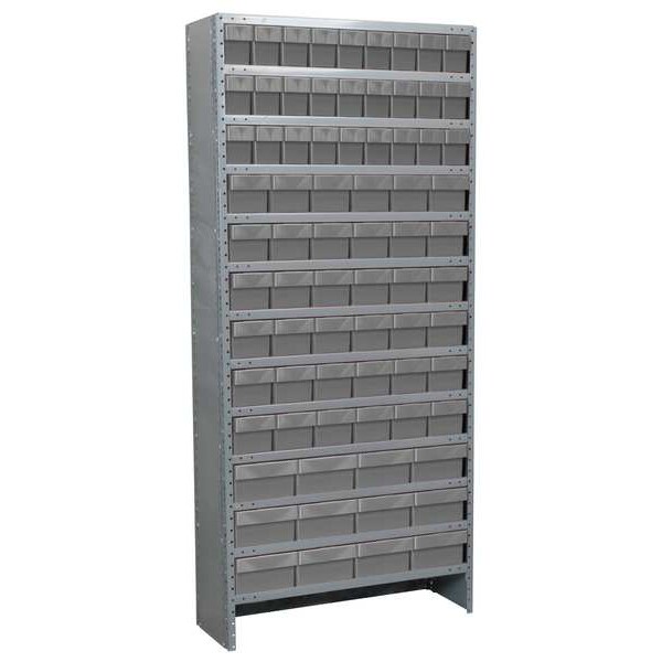 Akro-Mils Steel Enclosed Bin Shelving, 36 in W x 79 in H x 12 in D, 13 ...