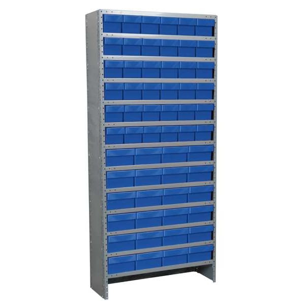 Akro-Mils Steel Enclosed Bin Shelving, 36 in W x 79 in H x 18 in D, 13 ...