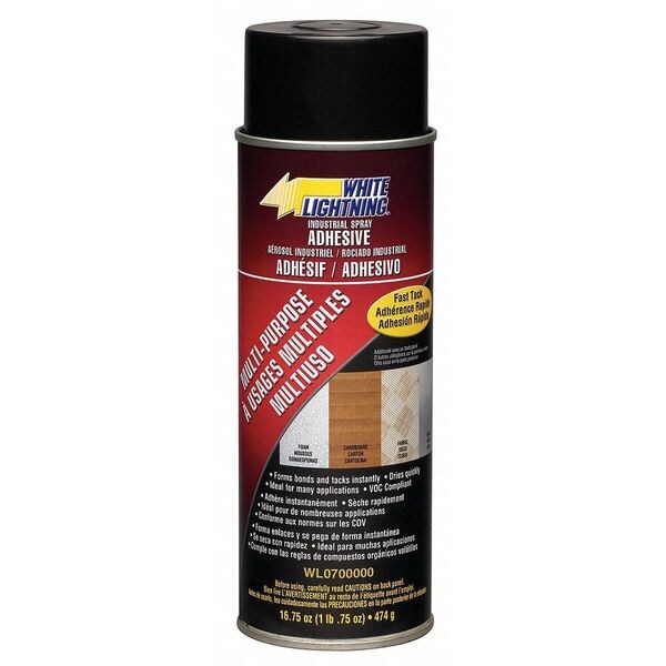 White Lightning Adhesive Spray, Multipurpose, 24 oz WL0700000 | Zoro