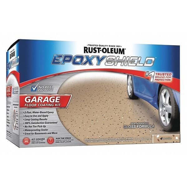 Rust-Oleum 120 fl oz Garage Floor Kit, Gloss Finish, Tan, Water Base ...