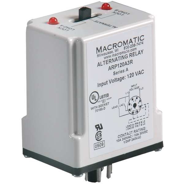 Macromatic Alternating Relay, DPDT, 24VAC, 10A, 8 Pin ARP024A3R | Zoro