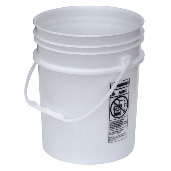 Vestil Pail, Open Hd, Round, 5.4 gal, HDPE, Natural PAIL-54-PNP | Zoro