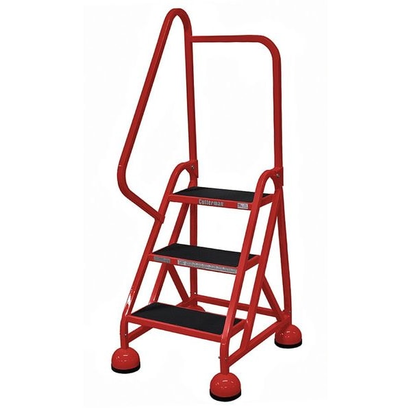 Cotterman 57 in H Steel Rolling Ladder, 3 Steps, 450 lb Load Capacity ...