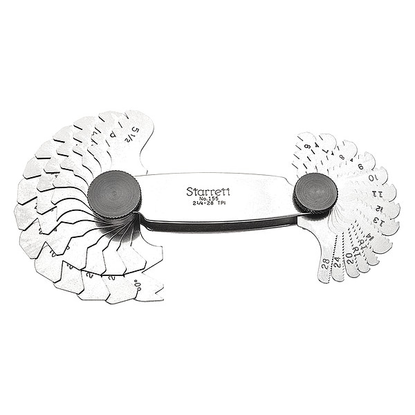 Starrett Screw Pitch Gage, 27 Leaves, 2.75-28 TPI 155 | Zoro