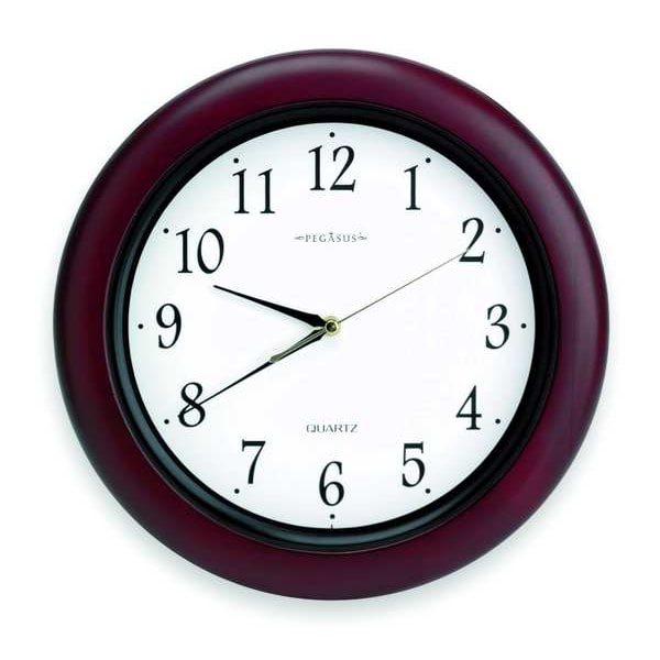 Zoro Select 14" Analog Quartz Wall Clock, Burgundy 6NN69 | Zoro