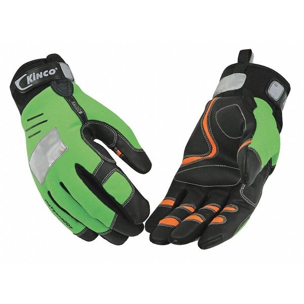 Kinco Mechanics Gloves, L, High Visibility Green/Black/Orange, Spandex ...