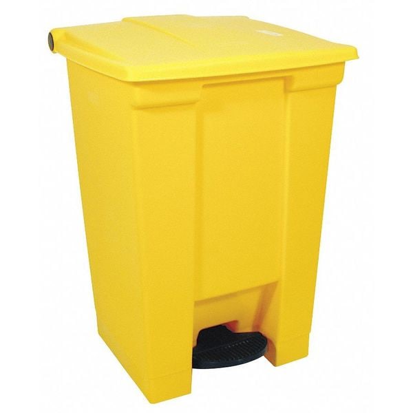 Rubbermaid Commercial 12 gal. Rectangular Trash Can, Yellow, Step-On ...