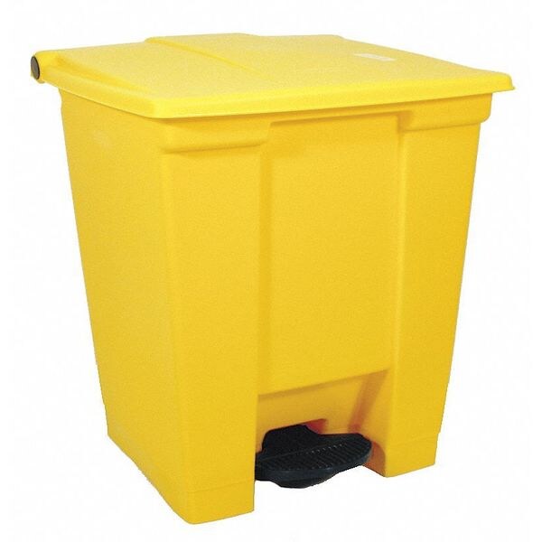 Rubbermaid Commercial 8 gal. Rectangular Trash Can, Yellow, Step-On ...