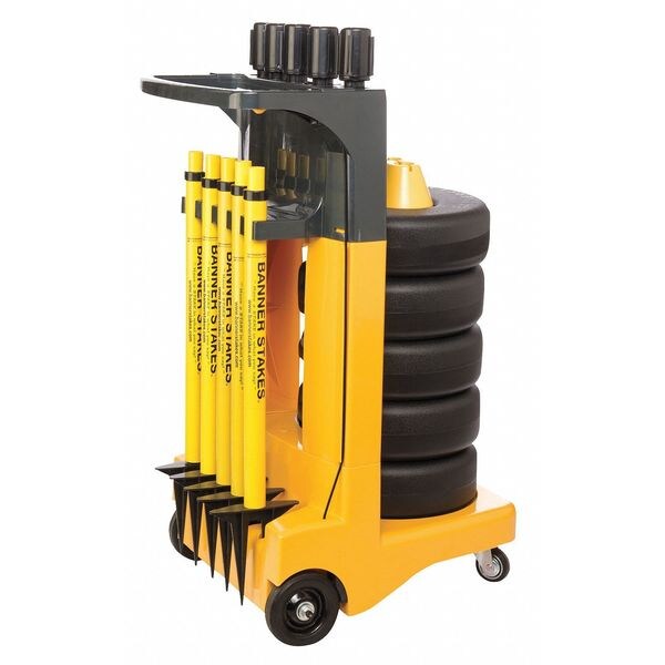 Banner Stakes Barricade System, Yellow, Wet Floor 20100002 | Zoro