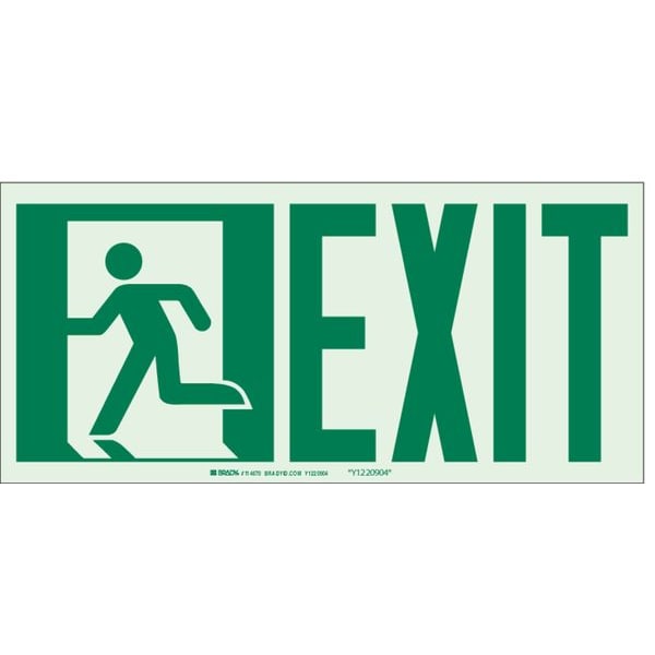 Brady Exit Sign, 5X14", GRN/WHT, Exit, ENG, SURF 81923 | Zoro