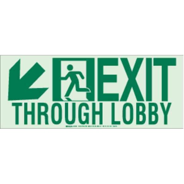 Brady Exit Sign, Aluminum, 18" W, 7" H, Exit Through Lobby, White 81828 ...