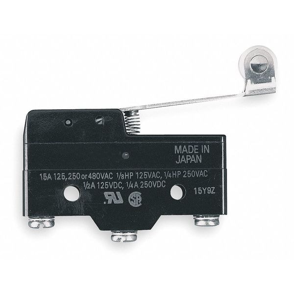 Omron Snap Action Switch, Hinge Roller, Lever Actuator, SPDT, 15 A @ 480 V AC Contact Rating Z ...