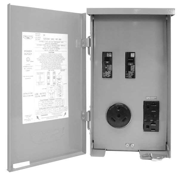 CONNECTICUT-ELECTRIC Outdoor Power Outlet,120V,30A (CESMPSC41GRHR) | Zoro