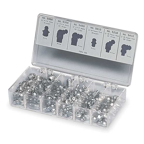 Lincoln Industrial Grease Fitting Kit, Fractional Assortment 5469 | Zoro