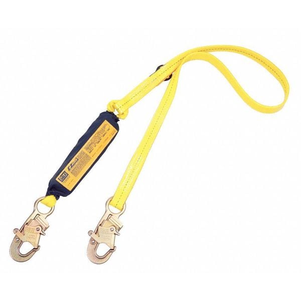 3M Dbi-Sala Shock-Absorbing Lanyard, 6 ft., Yellow 1240850 | Zoro