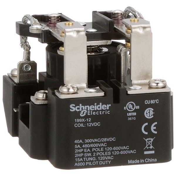 Schneider Electric Open Power Relay, Surface Mounted, DPDT, 12V DC, 8 ...