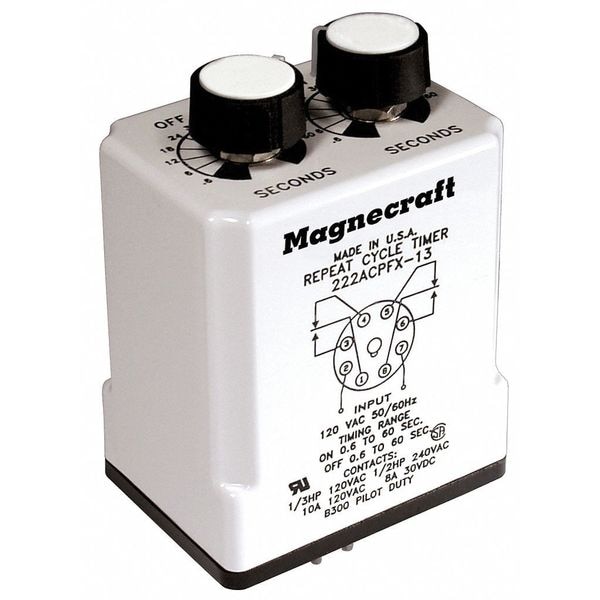 Schneider Electric Time Delay Relay, 120VAC, 10A, DPDT, 3 sec. 222ACPFX ...