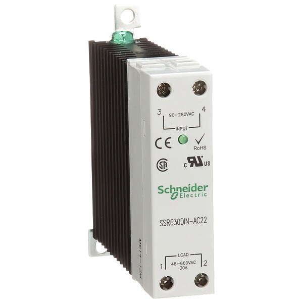 Schneider Electric Solid State Relay, 90 to 280VAC, 30A SSR630DIN-AC22 ...