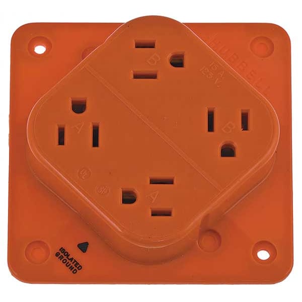 Hubbell IG415 15A Quad Receptacle 125VAC 5-15R OR | Zoro.com