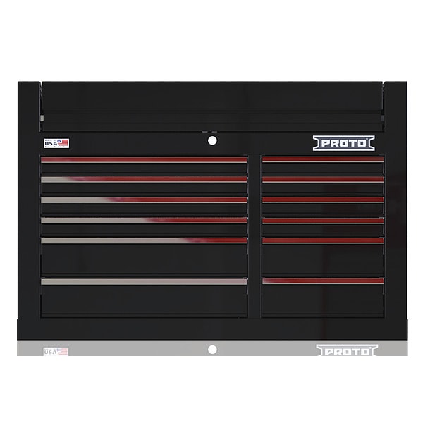 Proto Velocity Top Chest, 12 Drawer, Black, Steel, 42 in W x 22-1/2 in ...