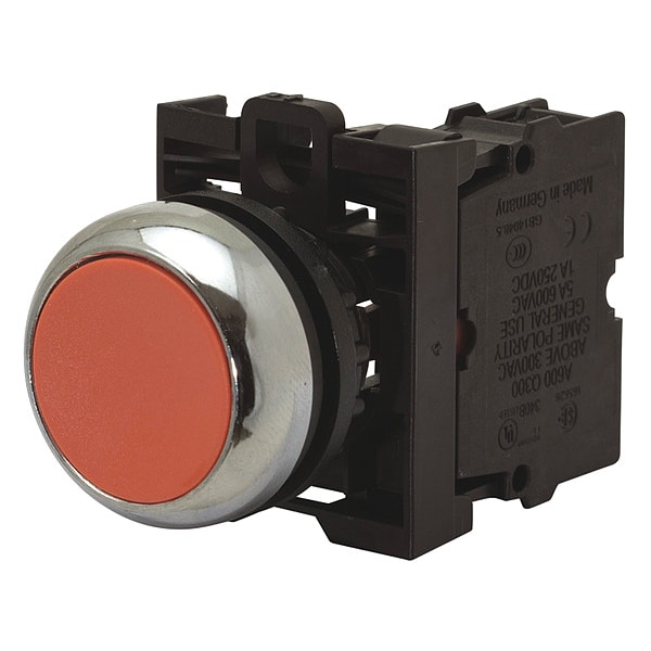 Eaton Flush Push Button, Red, Non-Illum, 22mm M22-DR-R | Zoro