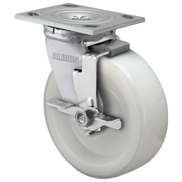 Albion 6" X 2" Non-Marking Nylon Swivel Caster, Face Brake, Loads Up To ...