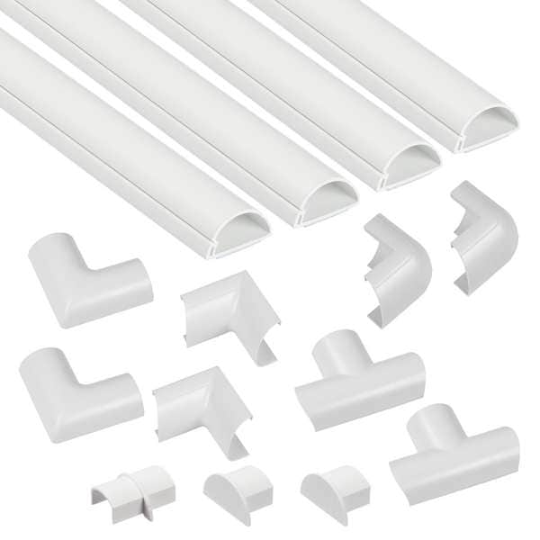 D-Line Cover Plate Raceway, Mini Series, 4 Channel, 1-3/16 in W, 9/16 in H, 20 ft L, White US ...