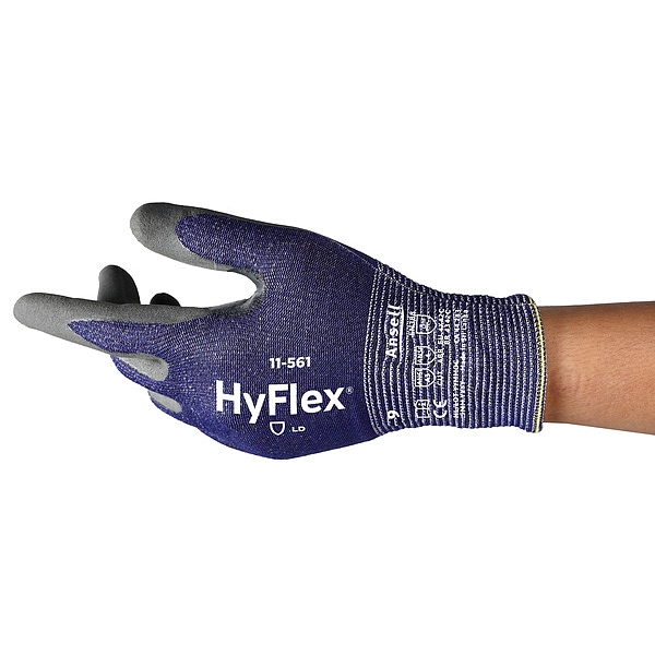 Ansell Hyflex Cut-Resistant Gloves, A3 Cut, Nitrile, Intercept Knit, Blue/Gray, Large (Size 9 ...