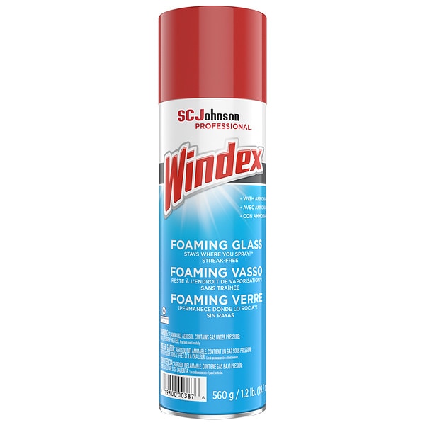 Windex Foam Glass Cleaner, Clear, Unscented, Aerosol Spray Can, 6 PK ...