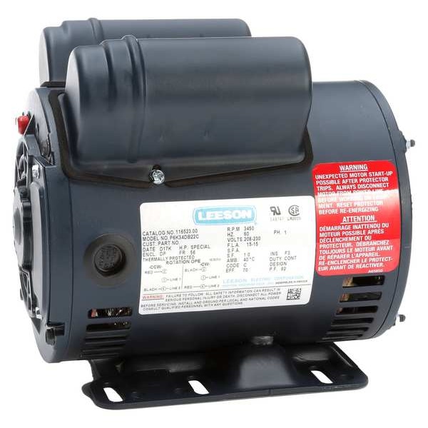 Leeson Air Compressor Motor, 3 Hp, 3600 RPM 116523.00 | Zoro