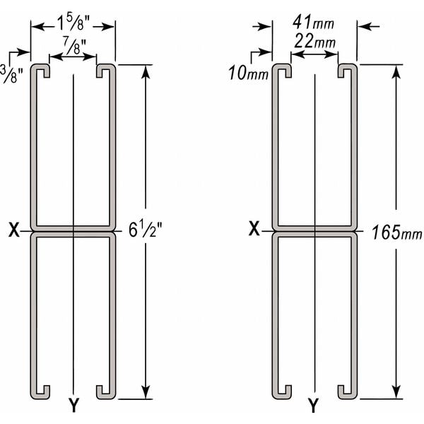 Wesanco Back to Back Strut, Half Slotted, 1-5/8 in x 6-1/2 in Channel ...