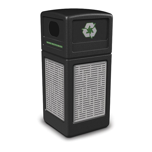 Commercial Zone Products 42 gal Recycling Bin, Black, Stainless Steel ...
