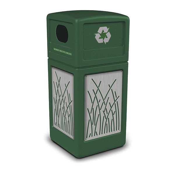 Commercial Zone Products 42 gal Recycling Bin, Green, Stainless Steel ...