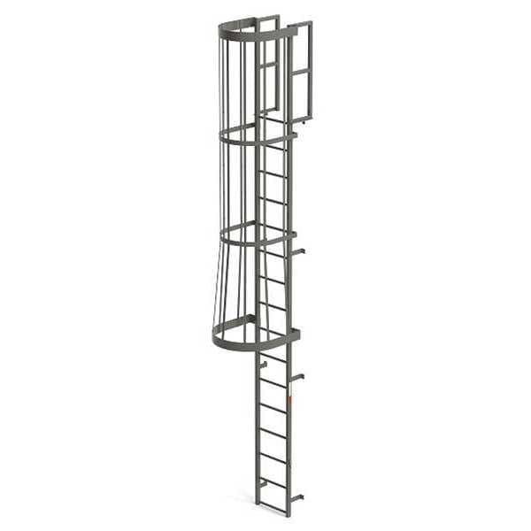 Ega Fixed Cage Ladder, 16 Steps, 16 ft. Top Rung Height, 24"W Rungs ...