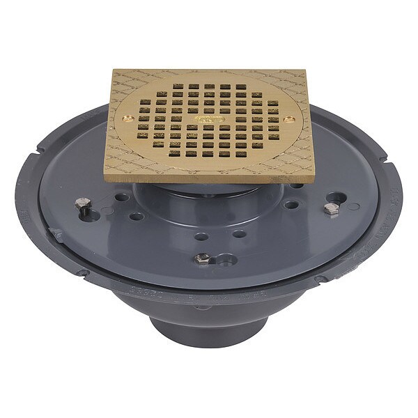 Oatey 3" or 4" Pipe Dia. PVC, Brass Adjustable Drain 72143 | Zoro