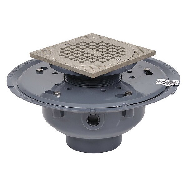 Oatey 3" or 4" Pipe Dia. PVC, Nickel Adjustable Drain 72173 | Zoro