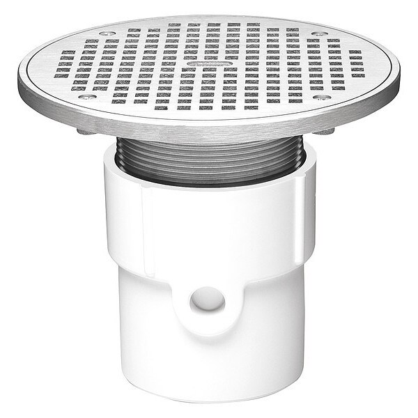 Oatey Round Adjustable Drain, PVC, Nickel, 3" or 4", Pipe or Hub 72317 ...