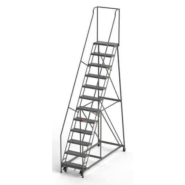 Ega Industrial Rolling Ladder, 12 Steps, 24"W Perforated Tread ...
