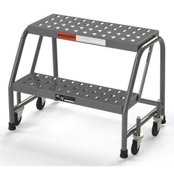 Ega Industrial Step Stool, 2 Steps, 24"W Perforated Tread, No Handrails ...