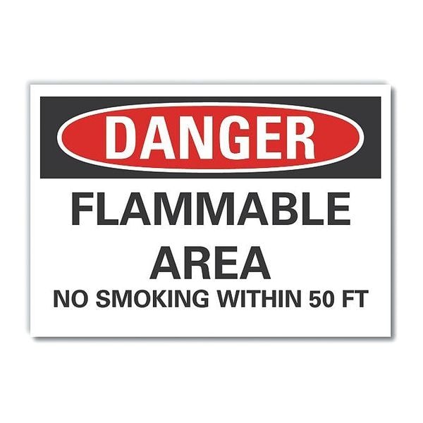 Lyle Flammable Area Danger Reflective Label, 5 in Height, 7 in Width ...