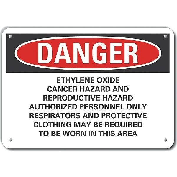 Lyle Plastic Ethylene Oxide Danger Sign, 10 in Height, 14 in Width ...