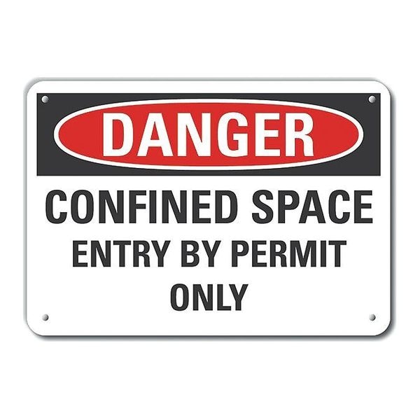Lyle Alum Danger Confined Space, 10"x7", Sign Mounting Style: With ...