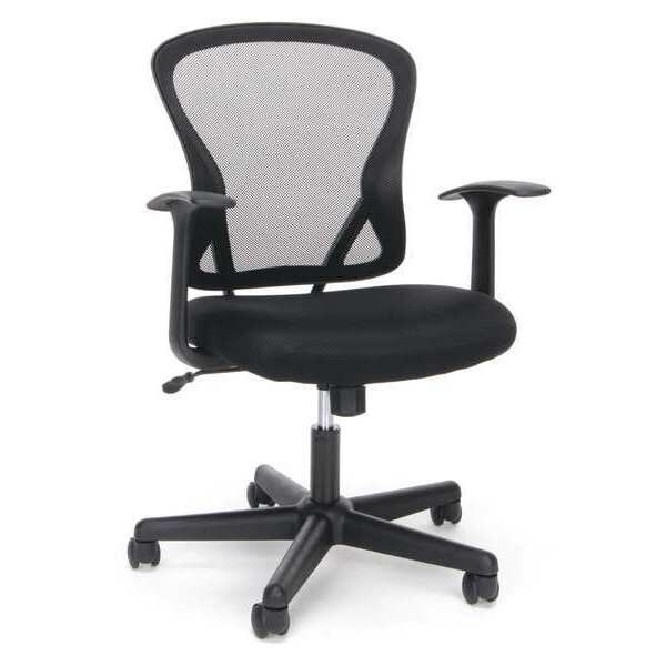 Ofm Mesh Office Chair, 16-1/2" to 20", Fixed Arms, Black ESS-3011 | Zoro