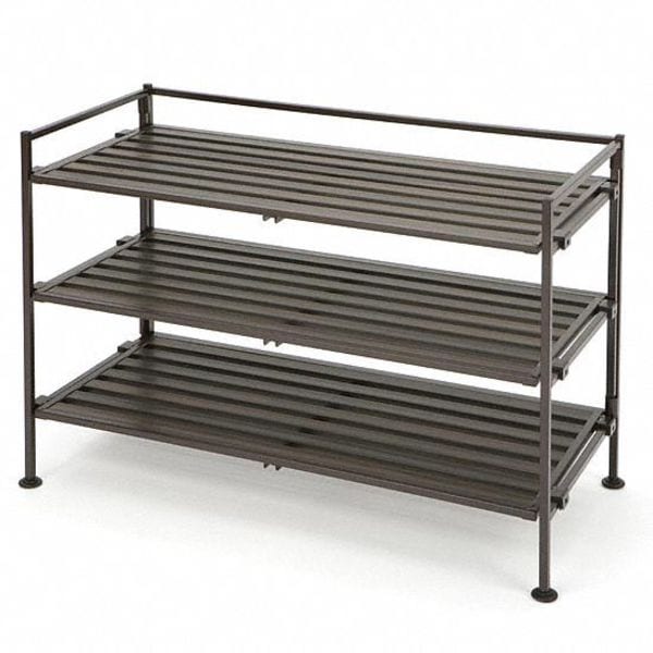 Seville Classics Slat Utility Shoe Rack, 3-Tier, Resin, Esp SHE15893 | Zoro