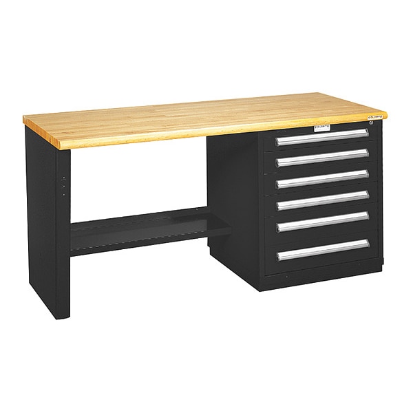 Equipto Modular Drawer Bench-30"Dx6FtWx34"H, BK 2576-6W-BK | Zoro