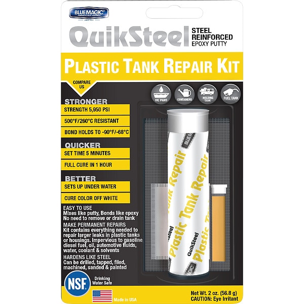Blue Magic Plastic Tank Repair Kit, QuikSteel, 2 oz Container Size, 1 ...